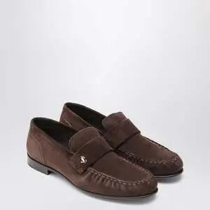 JIMMY CHOO Suede Leather Loafers - Brown