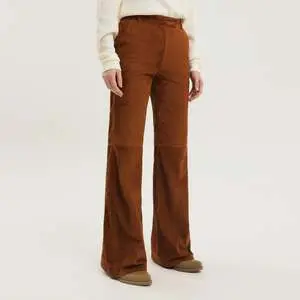 1989 STUDIO Ribbed Corduroy Flared Leather Trousers
