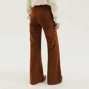 1989 STUDIO Ribbed Corduroy Flared Leather Trousers