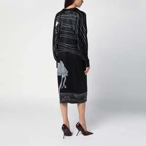 FERRAGAMO Silk Satin Midi Dress
