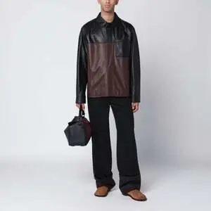 Loewe Burgundy Leather Overshirt - Black