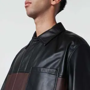 Loewe Burgundy Leather Overshirt - Black