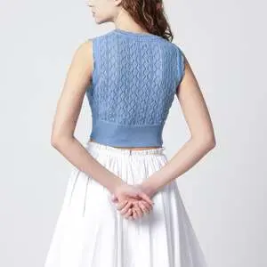 VIVIENNE WESTWOOD Crocheted Orb Logo Top - Blue