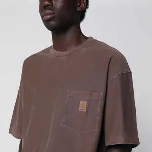 Carhartt Work In Progress Loose Pocket T-shirt In Tobacco-coloured Cotton Jersey