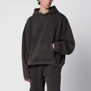 REPRESENT Cotton Hoodie With Metal Logo Detail - Brown