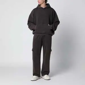 REPRESENT Cotton Hoodie With Metal Logo Detail - Brown