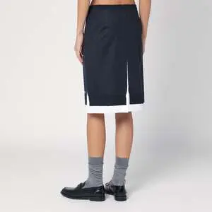 Miu Miu Layered Skirt With Contrasting Logo - Blue