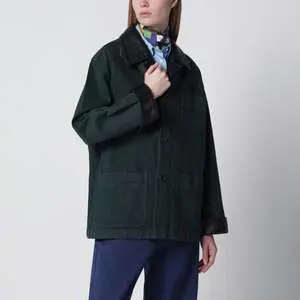 Miu Miu Bottle Gabardine And Leather Jacket - Green