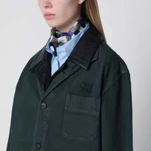 Miu Miu Bottle Gabardine And Leather Jacket
