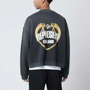 REPRESENT Washed-effect Cotton Crewneck Sweatshirt