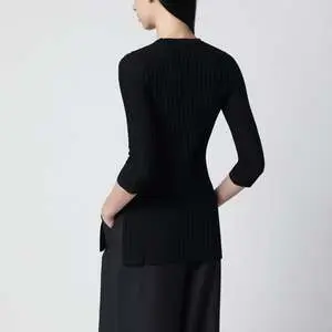 Max Mara Ribbed Crewneck Sweater In Crêpe Viscose