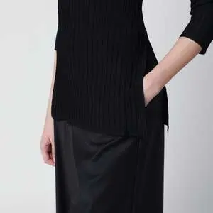 Max Mara Ribbed Crewneck Sweater In Crêpe Viscose