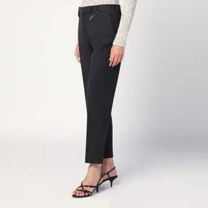 Prada Virgin Wool Trousers With Logo Pin Detail