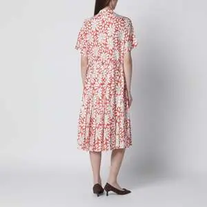 Prada Viscose Floral Print Shirt Dress - Red