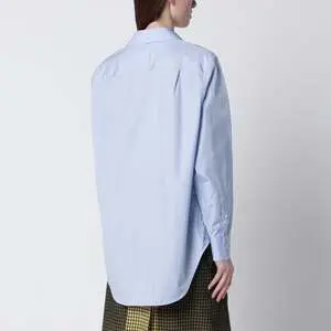 MAISON MARGIELA Cotton Blouse With Folded Collar - Light Blue