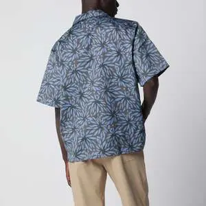 Prada Hematite/black Floral Print Bowling Shirt - Grey