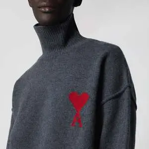 AMI Paris Wool Turtleneck Sweater With De Cœur Logo