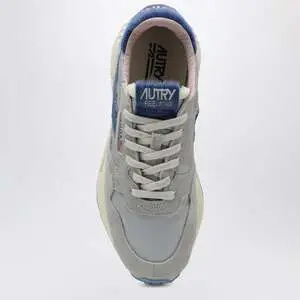 AUTRY Reelwind Low Grey Sneakers With Light Blue Pony Hair Inserts - Multicolor