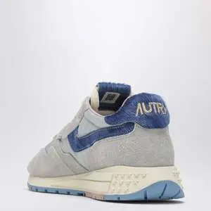 AUTRY Reelwind Low Grey Sneakers With Light Blue Pony Hair Inserts - Multicolor