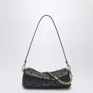 Manu Atelier Mini Cylinder Bag In Perforated Leather - Black