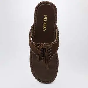 Prada Suede And Nappa Leather Flip-flops With Tassel Detail