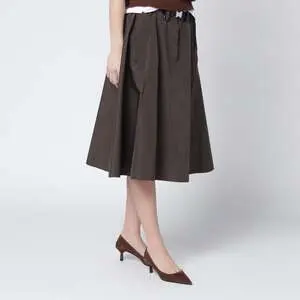 Prada Wide Camouflage Skirt In Technical Canvas