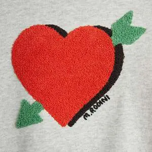 MINI RODINI Crew Neck Sweatshirt With Velour Heart Motif