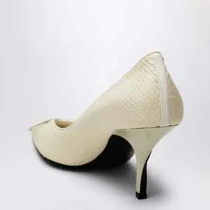 Jacquemus Ivory Python-effect Embossed Leather Tourni Décolleté Pumps