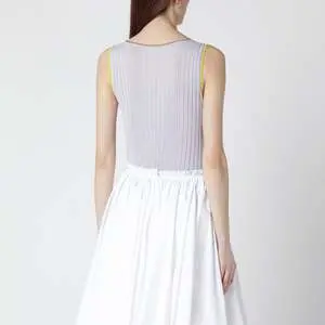 ROBERTO COLLINA Lilac Ribbed Knit Tank Top With Gold Trim - Multicolor