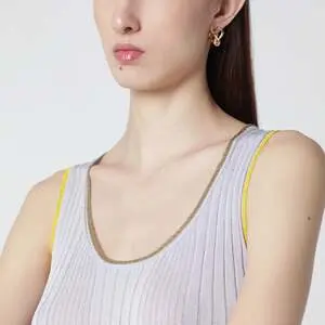 ROBERTO COLLINA Lilac Ribbed Knit Tank Top With Gold Trim - Multicolor