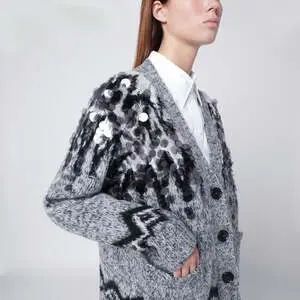 ROBERTO COLLINA Embellished Wool-blend Cardigan