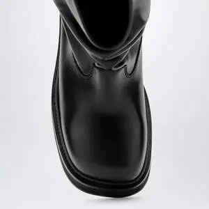 Attico Robin Passeggiata Combat Boots In Calf Leather - Black
