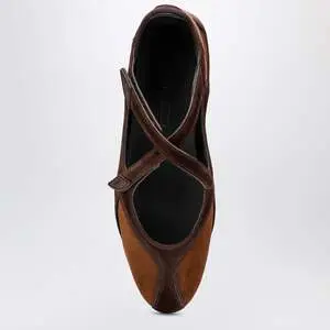Attico Floor 01 Suede Ballerina-sneaker Flats - Brown