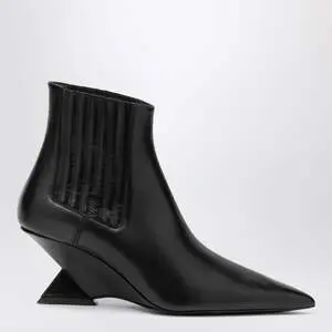 Attico Cheope Wedge-heel Ankle Boots In Calfskin - Black