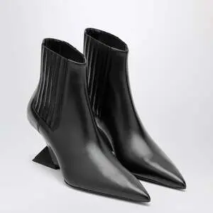 Attico Cheope Wedge-heel Ankle Boots In Calfskin - Black