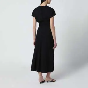 TOTEME Wool Midi Dress With Short Sleeves And Gathered Waist