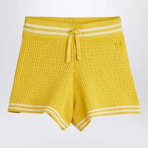 MINI RODINI Cable Knit Shorts - Yellow