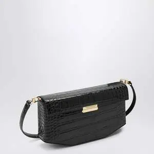TOTEME Clip Croc-embossed Leather Shoulder Bag - Black