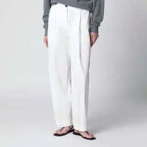 TOTEME Single-pleat Organic Cotton Trousers - White