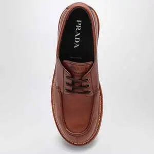 Prada Laced Moccasins In Cognac Leather