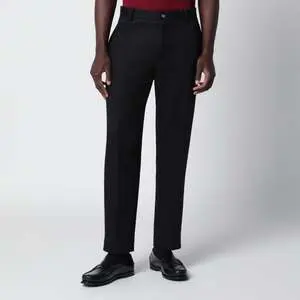 SANTANIELLO Tailored Cotton And Linen Trousers - Black