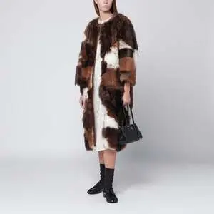Prada Patchwork Shearling Coat - Multicolor