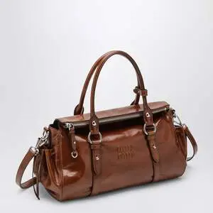 Miu Miu Glossy Leather Top-handle Bag - Brown