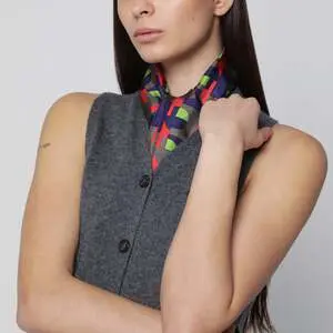 Miu Miu Printed Silk Twill Scarf Absinthe/begonia