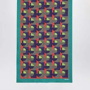 Miu Miu Printed Silk Twill Scarf Absinthe/begonia