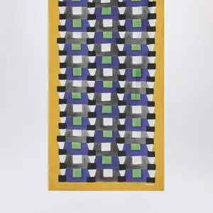 Miu Miu Printed Silk Twill Scarf Indigo/mustard