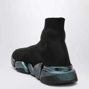 Balenciaga Speed 2.0 Iridescent Knit High Top Sneakers - Black