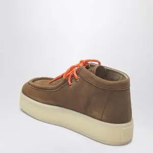 Miu Miu Suede Platform Ankle Boots With Orange Laces - Brown