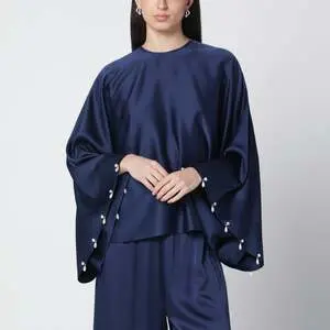 Stella McCartney Oversized Viscose Satin Blouse - Blue