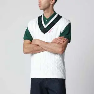 Polo Ralph Lauren Cream Cable-knit V-neck Vest - Multicolor